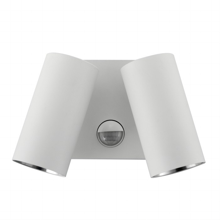 Aluminium White Reno Double Adjustable Wall Spot Lights With Sensor